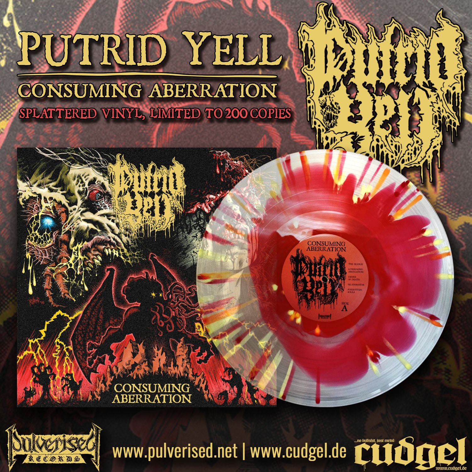 PUTRID YELL – consuming aberration LP clear splatter – cudgel | Der ...